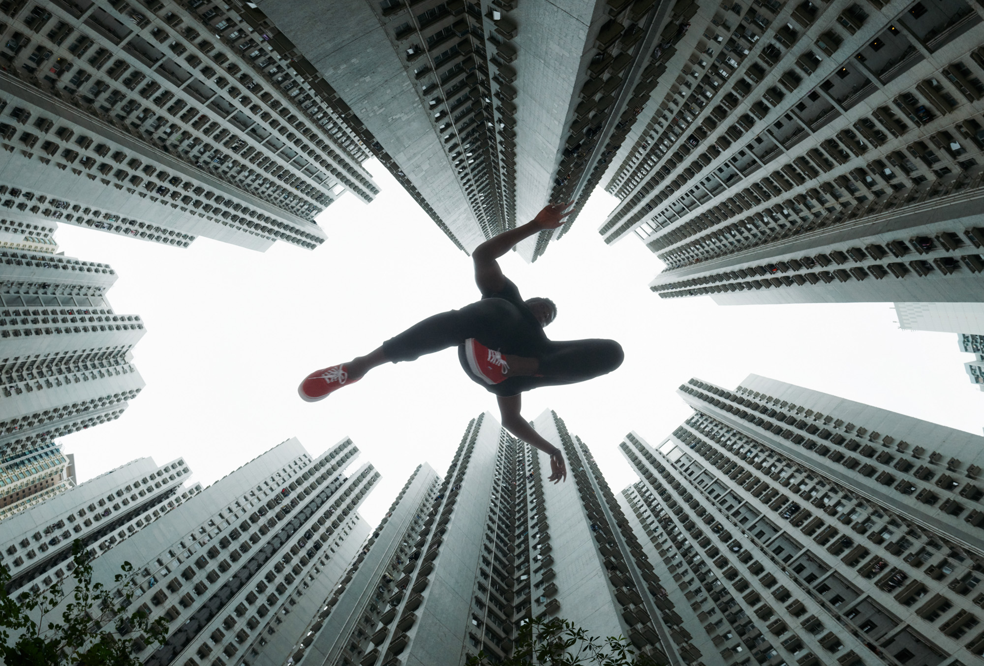 Urban Parkour Jump Among Skyscrapers